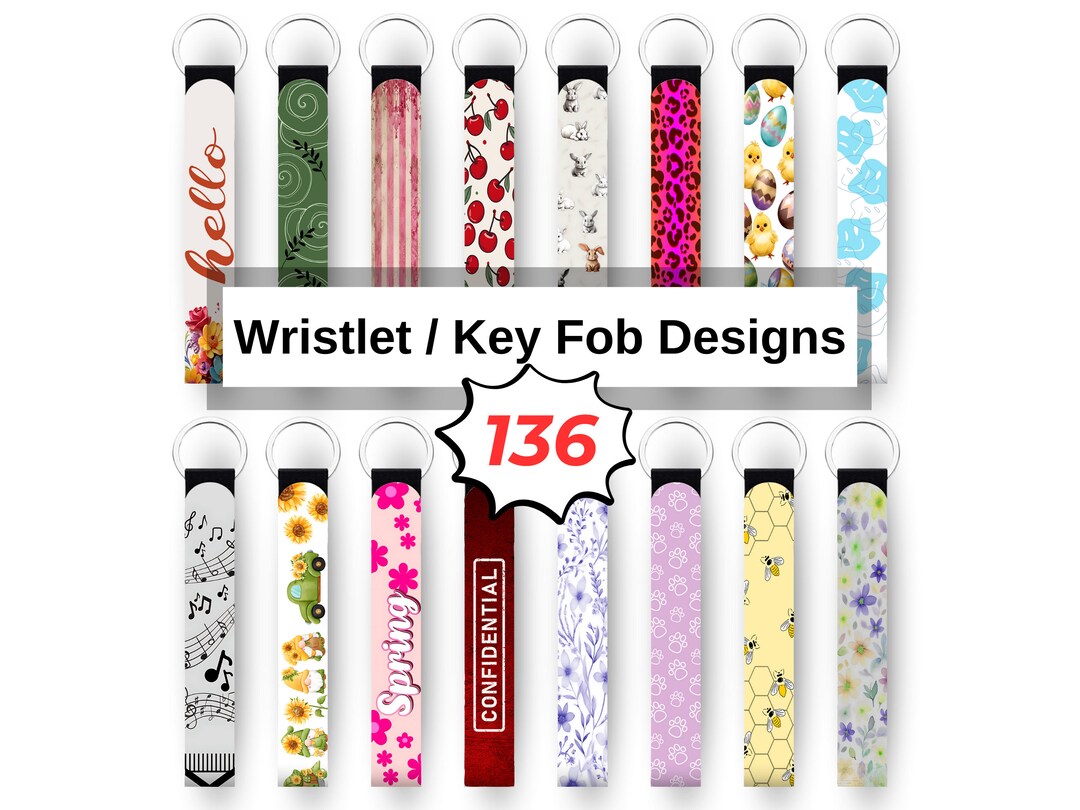 Wristlet Designs Digital PNG Key Fob Files for Sublimation. Vibrant ...