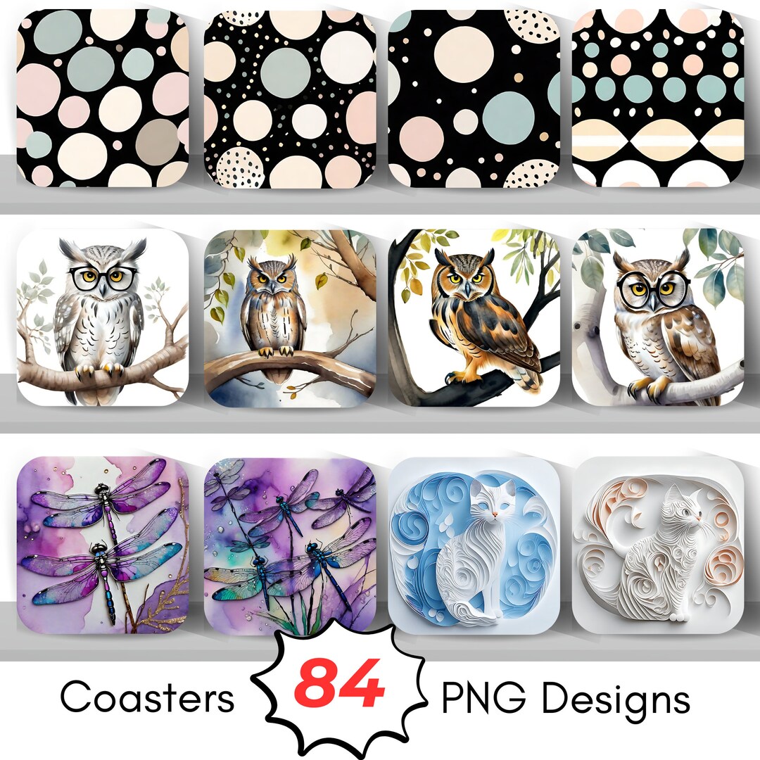 Bundle Coasters PNG Designs Square Sublimation Digital Files Coaster ...