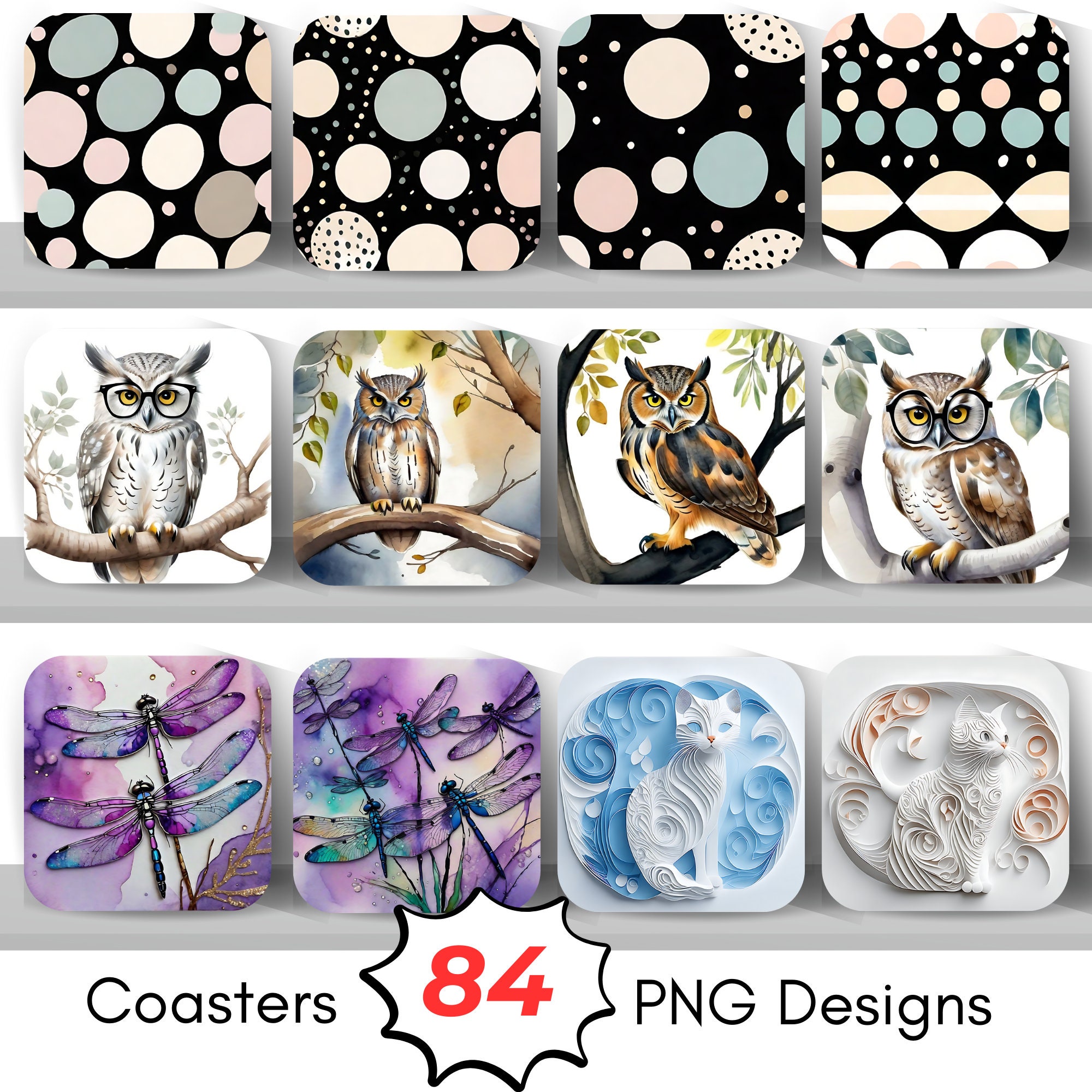 Bundle Coasters PNG Designs Square Sublimation Digital Files Coaster ...