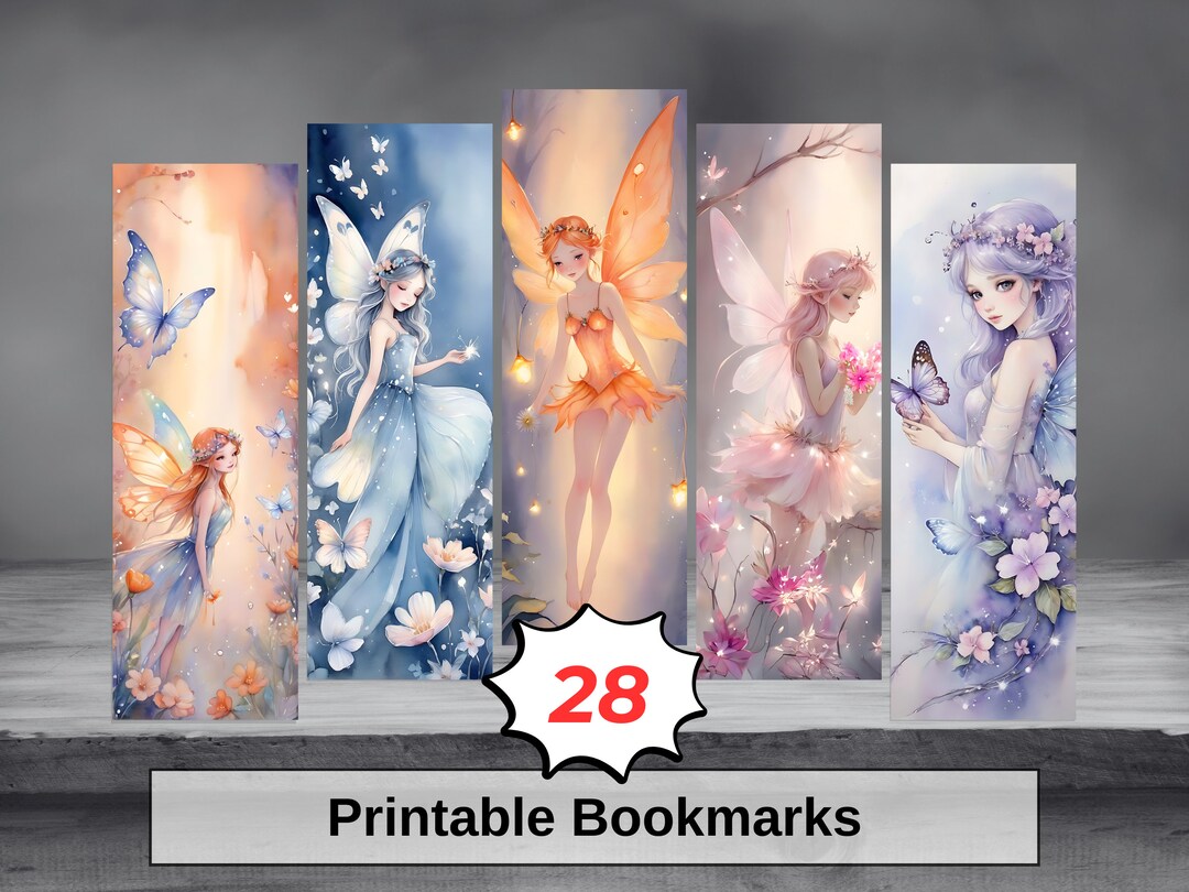Fairy Bookmark Bundle Printable Files. Instant Download Digital PN File ...