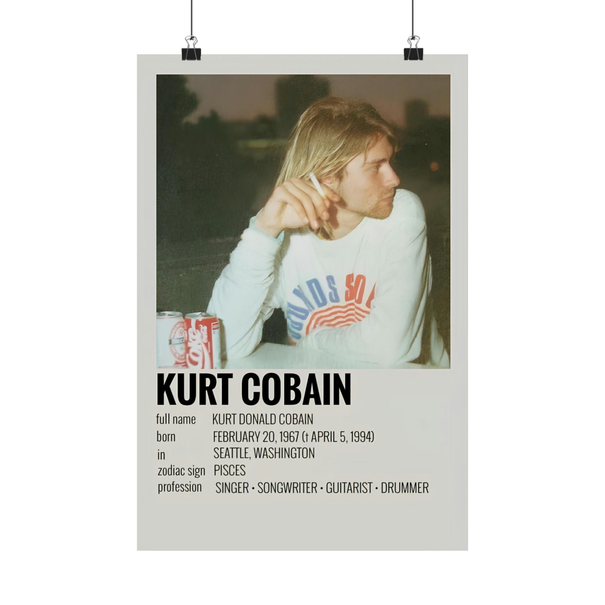 Kurt Cobain Poster Kurt Cobain Nirvana Solist Nirvana Poster Vintage ...