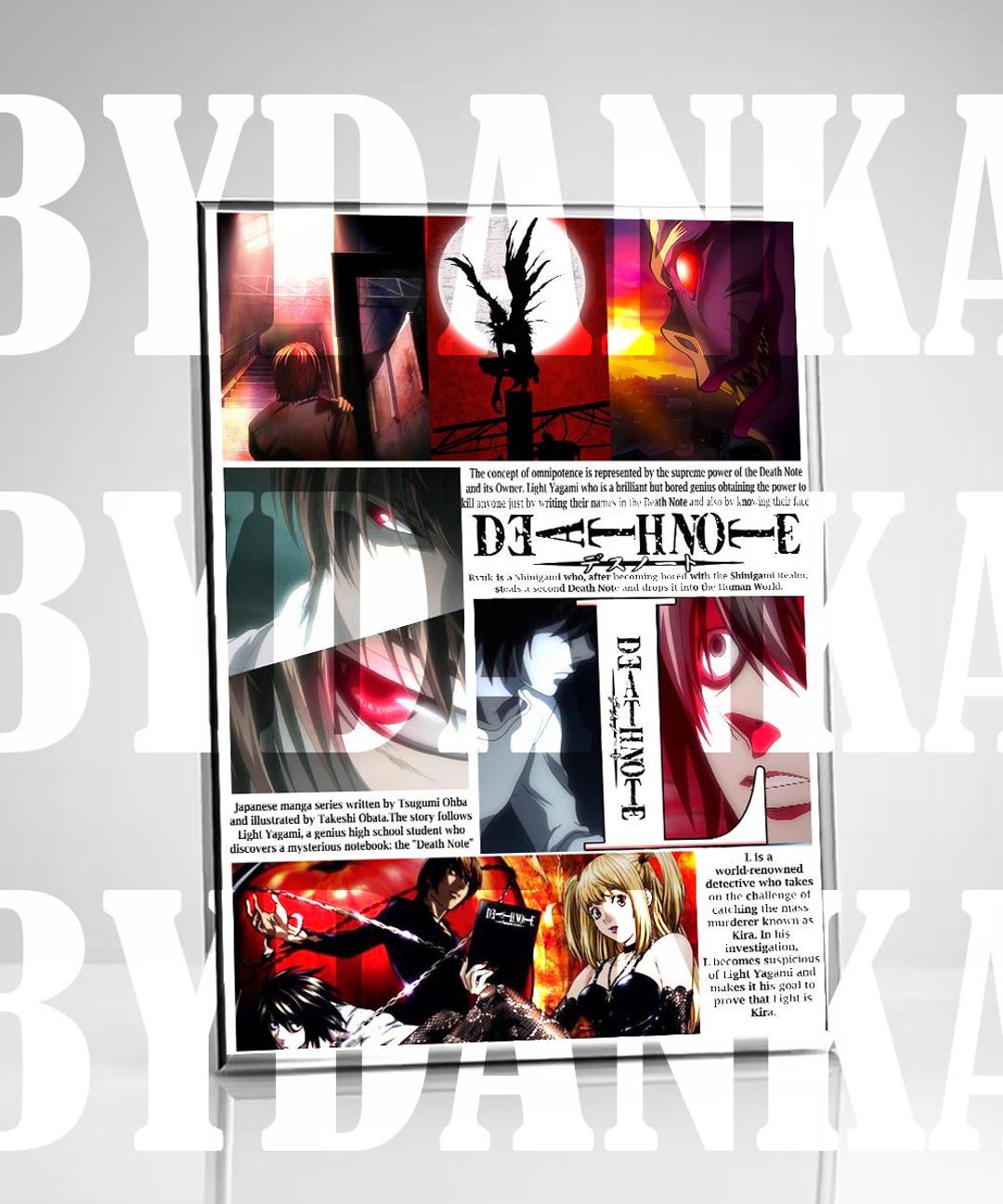 Death Note Anime Poster, Wall Print One FREE Black and White Color ...