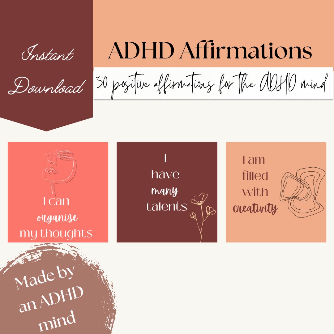 ADHD Affirmation Cards, Positivity Flash Cards, Affirmation Cards, Confidence, Self Esteem, Self ...