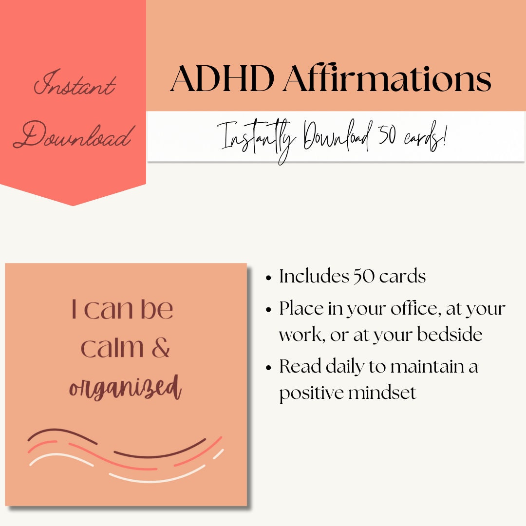ADHD Affirmation Cards, Positivity Flash Cards, Affirmation Cards ...