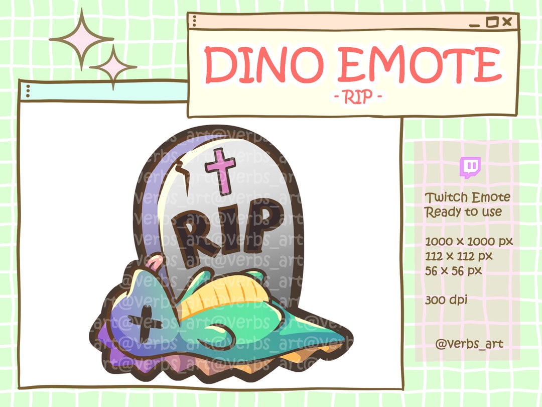 Twitch Emote / Cute Dino RIP Emote Emote Ready to Use / Kawaii Dinosaur Chibi Sub Emoji / 3 ...