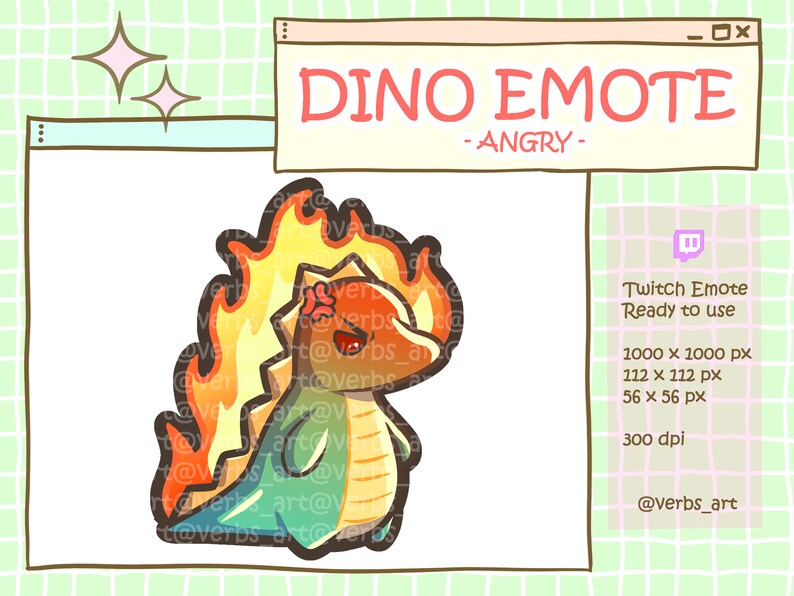 Twitch Emote / Cute Dino Angry Emote Emote Ready to Use / Kawaii ...