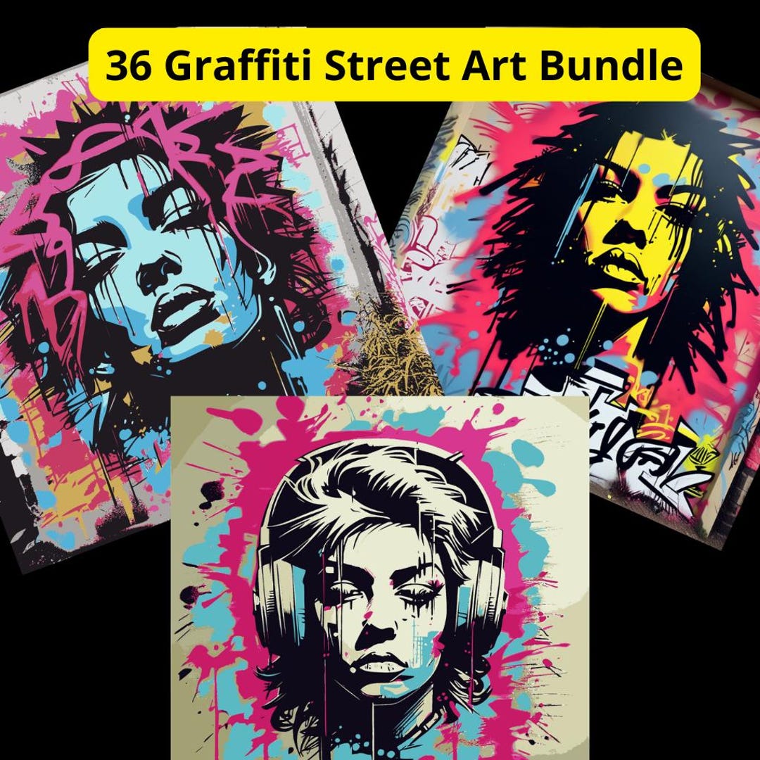 36 Graffiti Street Art Bundle | Graffiti Clipart | Graffiti Stencil ...