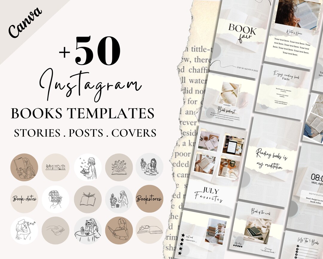 Books Instagram Templates, Canva Templates | +50 Bookstagram Creative ...