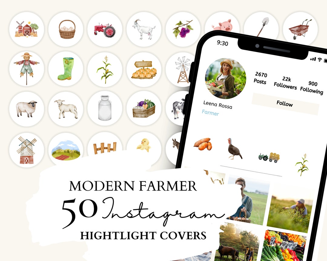 Modern Farm Instagram Highlight Covers , Farmer Icons | 50 Modern Farm ...