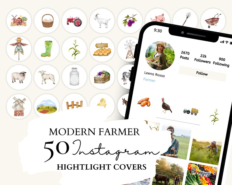 Modern Farm Instagram Highlight Covers , Farmer Icons | 50 Modern Farm ...