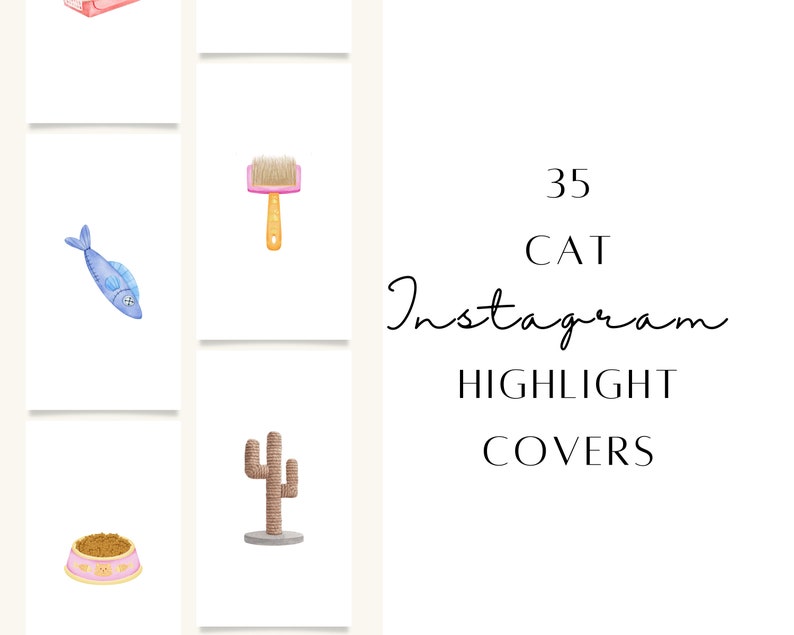 Cats Instagram Highlight Covers | Watercolor Cats Icons | 35 Watercolor ...