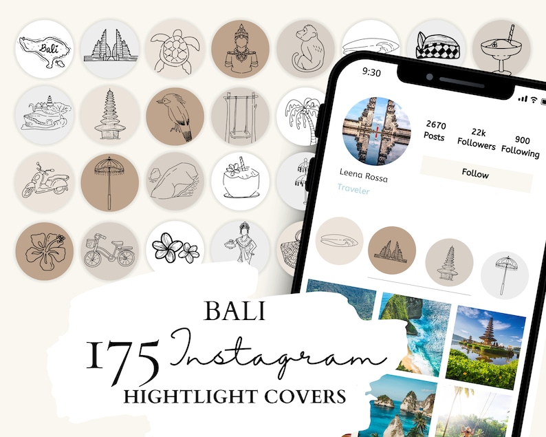 Instagram Bali Highlight Covers I Travel Highlight Icons | 35 Bali ...