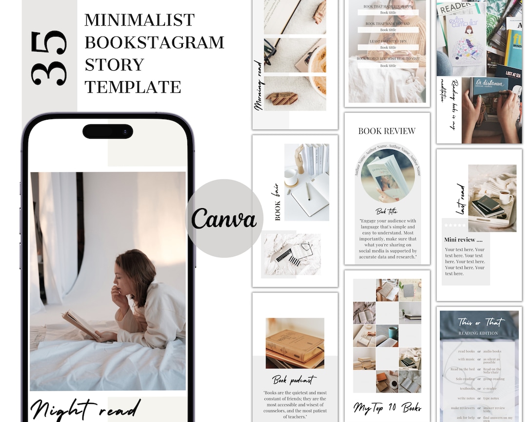 Books Instagram Story Templates, Canva Templates | 35 Bookstagram ...