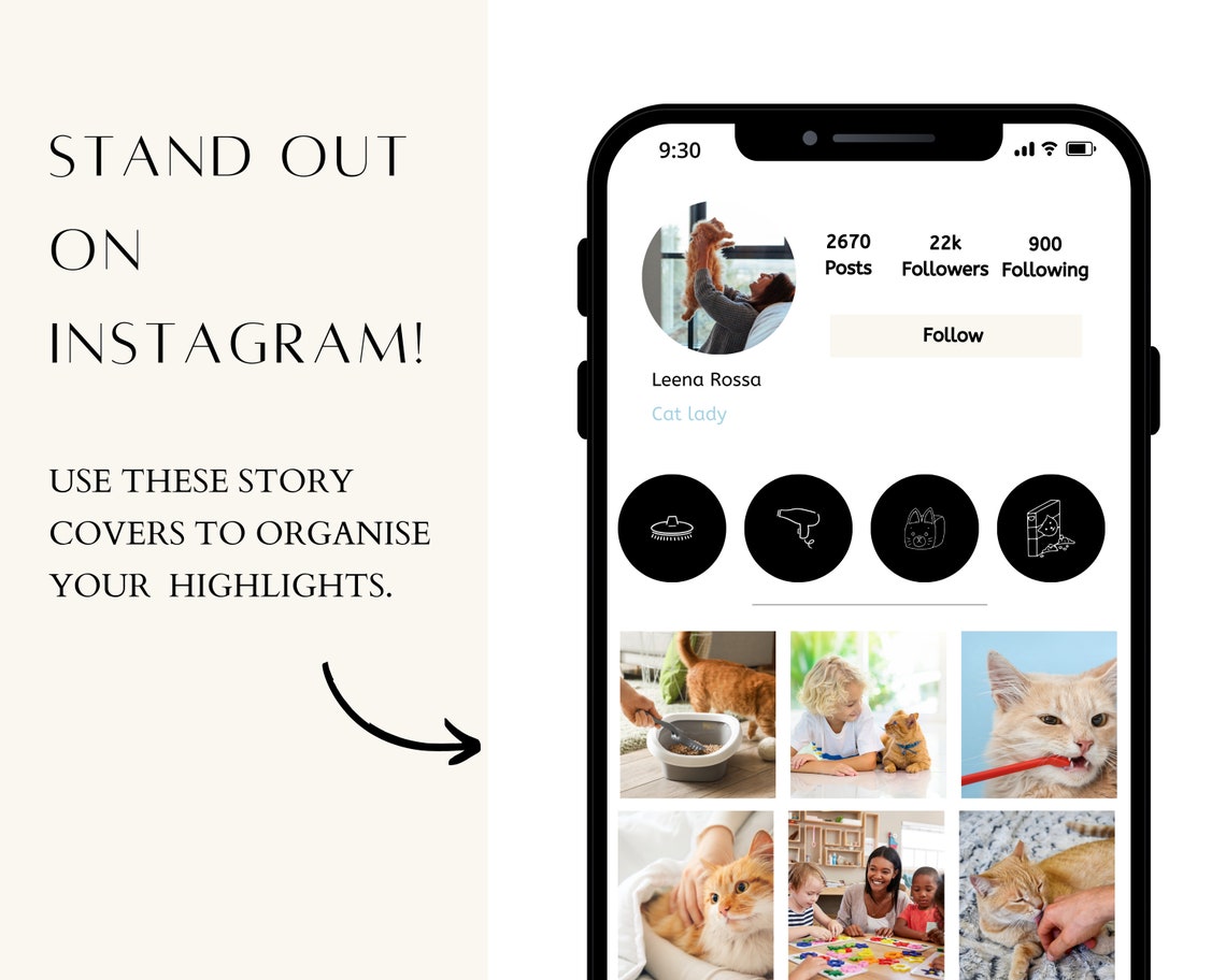 Cats Instagram Highlight Covers Cats Icons 25 Cats White Illustrations ...