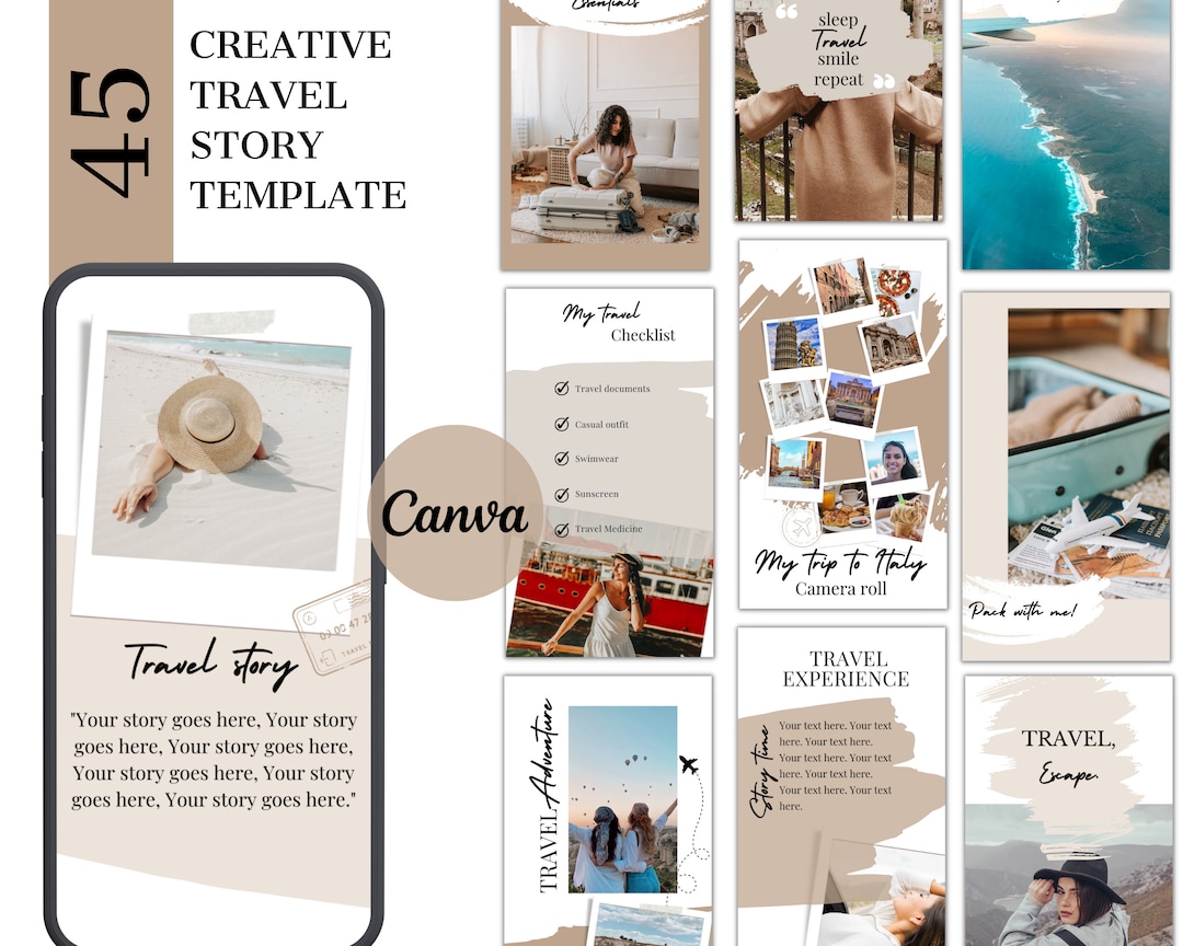 Travel Instagram Story Templates, Canva Templates | 45 Travel Creative ...