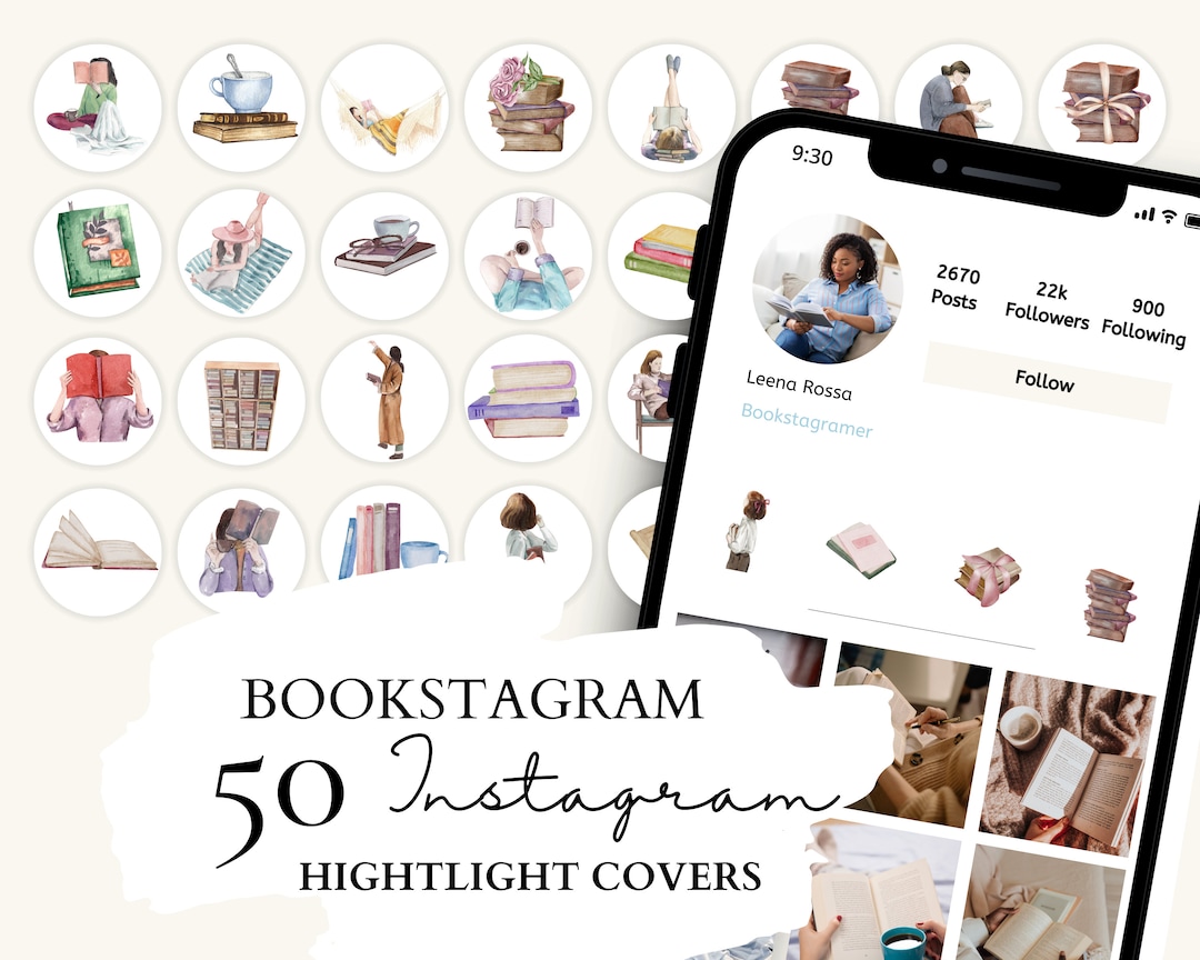 Books Instagram Highlight Covers | Books Icons | 50 Books Watercolor ...