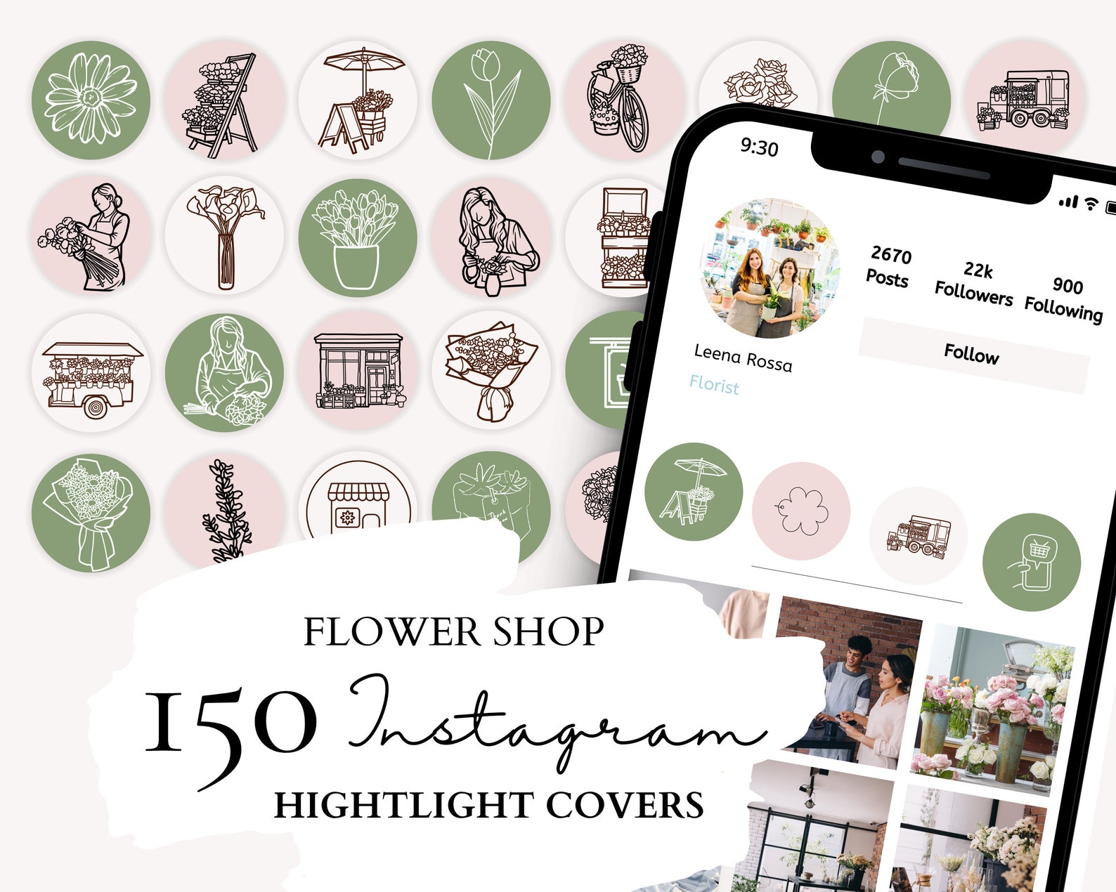 Flower Shop Instagram Highlight Covers, Florist Icons | 50 Flower Shop ...