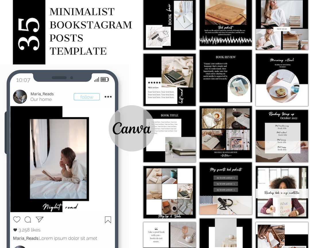 Books Instagram Posts Templates, Canva Templates | 35 Bookstagram ...