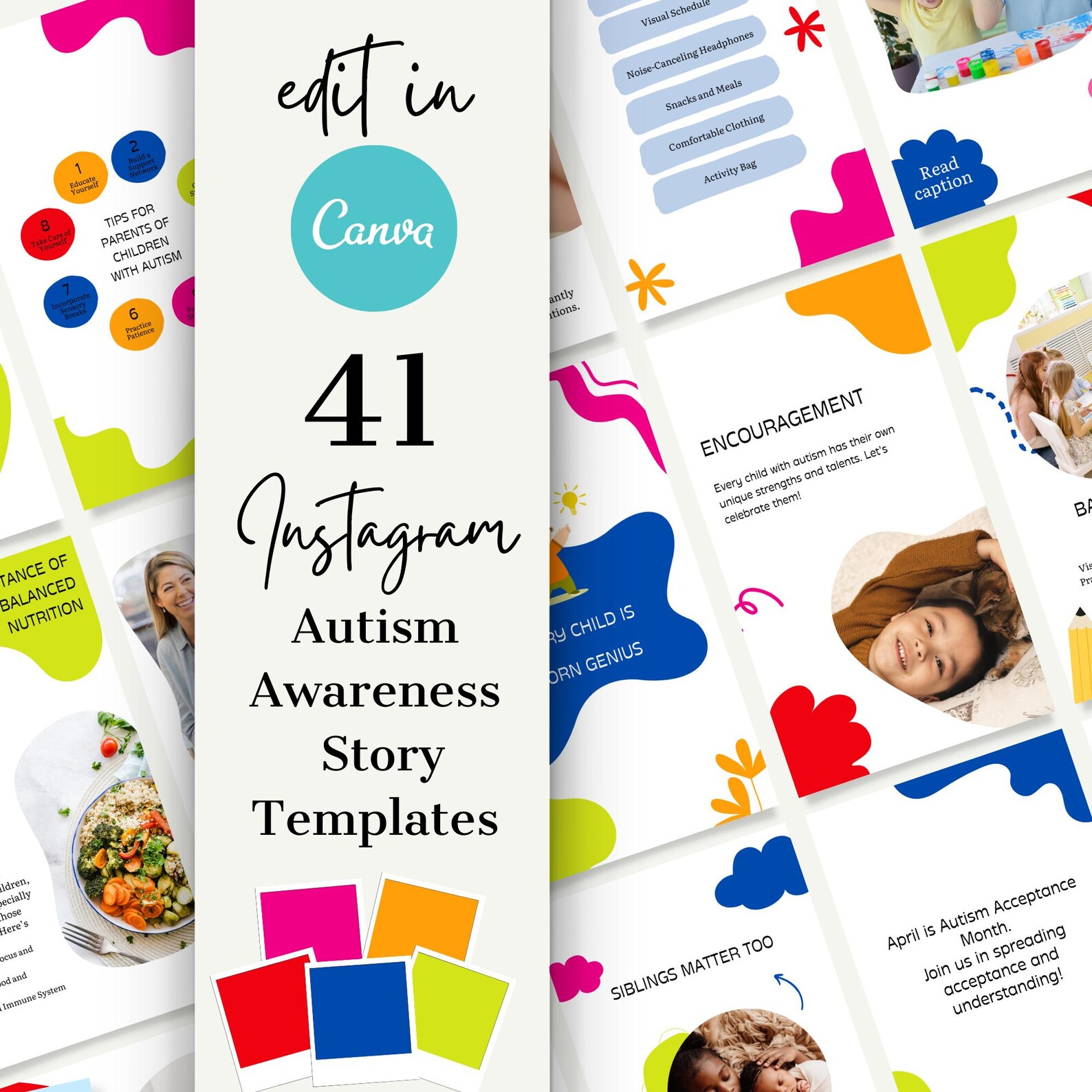 Autism Instagram Story Templates, Canva Templates | 41 Autism Awareness ...