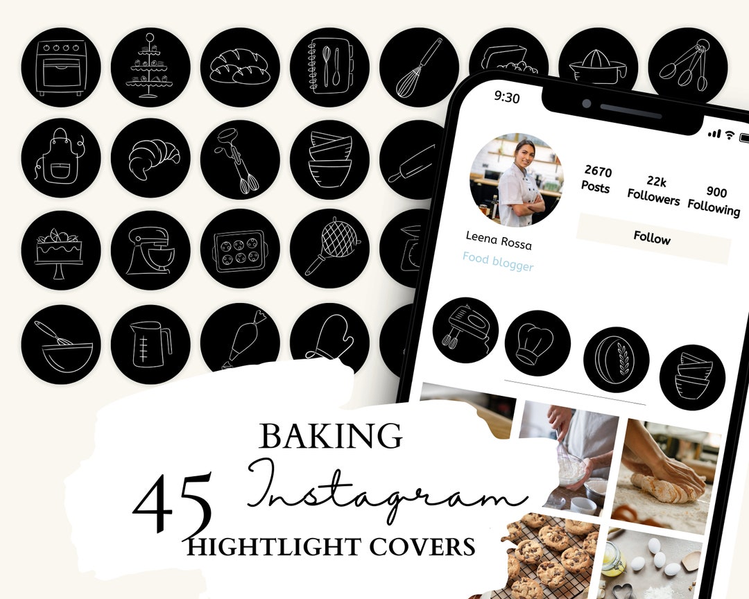 Baking Instagram Highlight Covers I Bakery Icons | 45 Baking White ...
