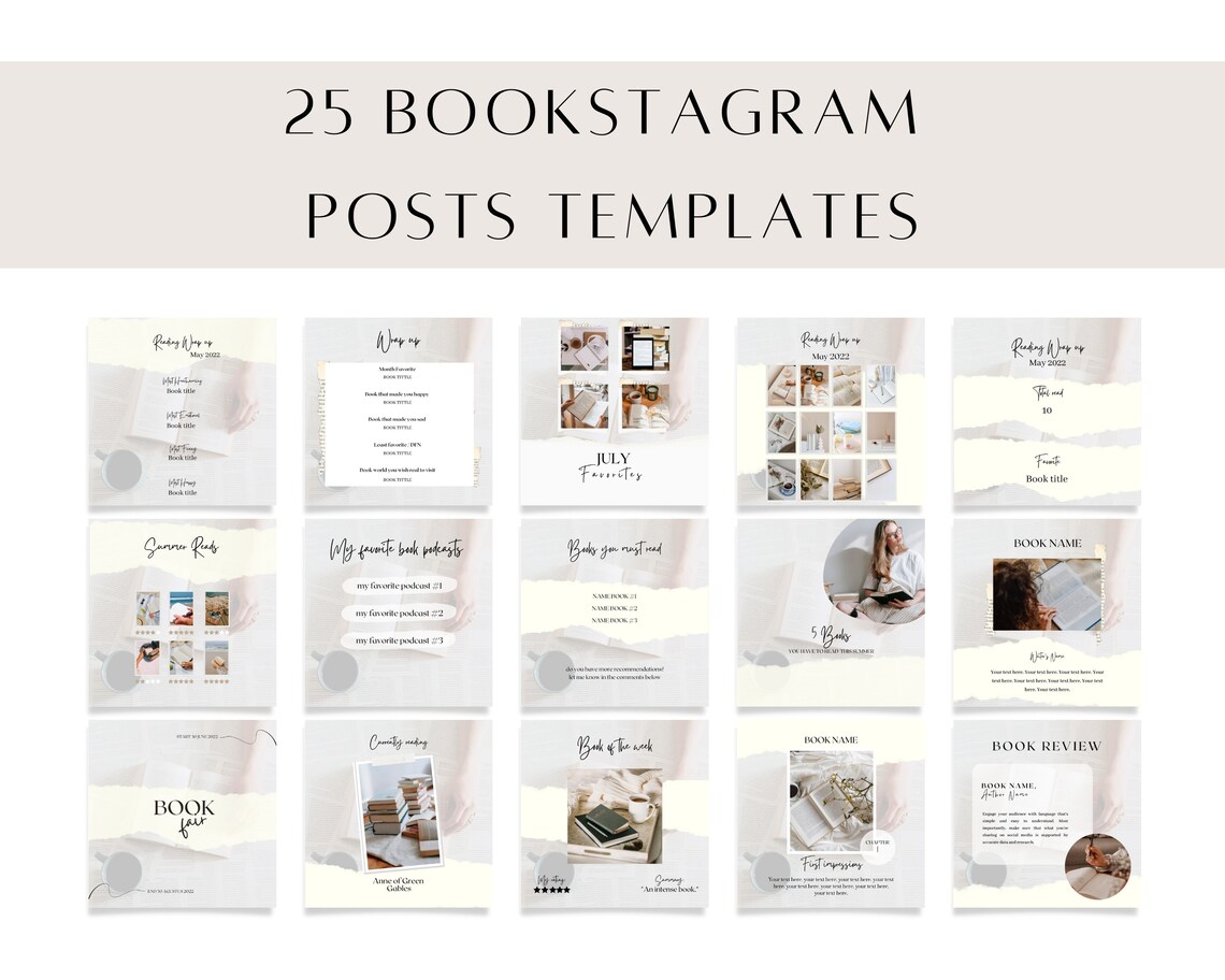 Books Instagram Templates, Canva Templates 50 Bookstagram Creative ...