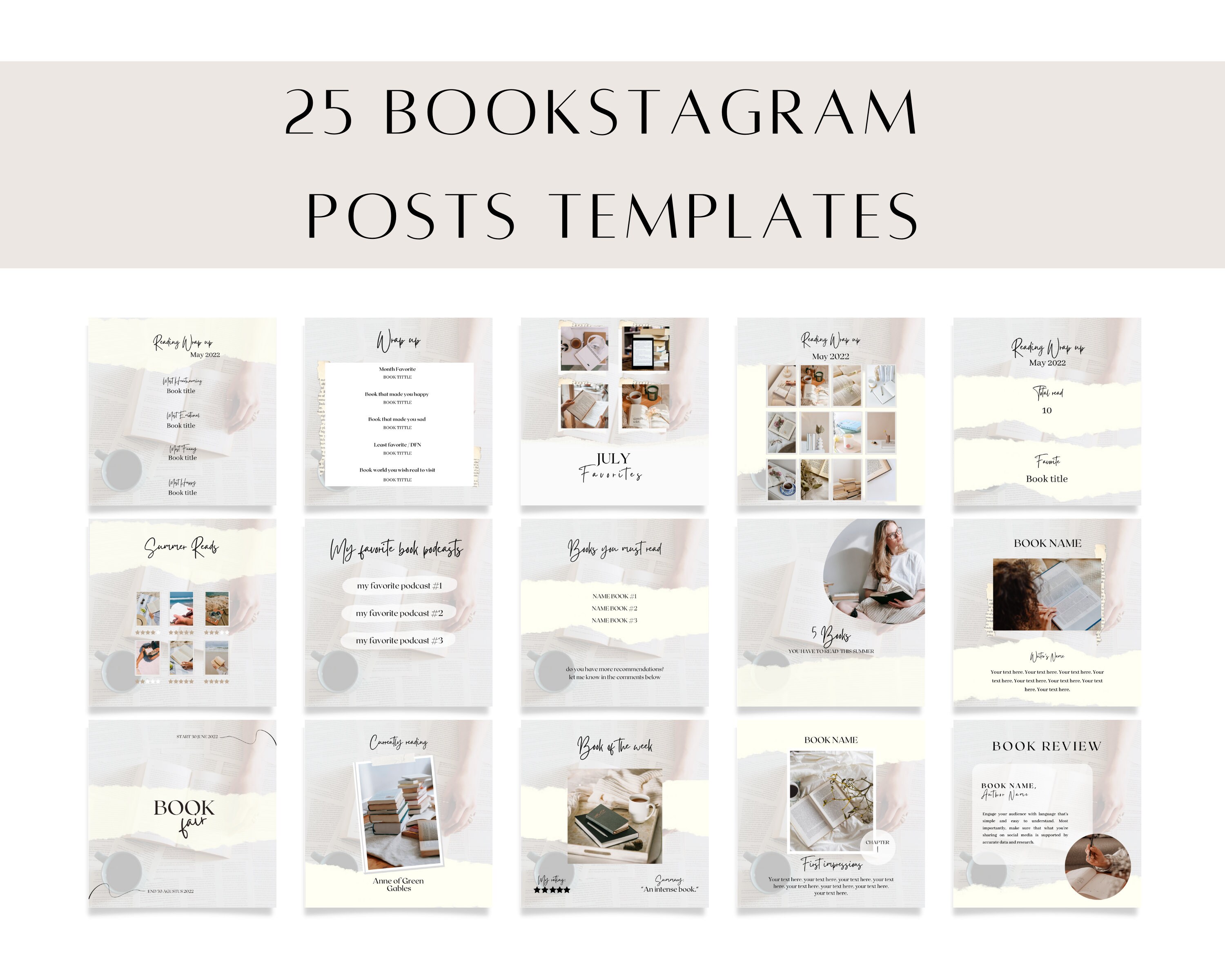Books Instagram Templates, Canva Templates | +50 Bookstagram Creative ...