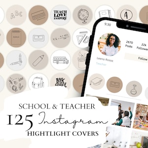 School Instagram Highlight Covers | 25 School & Teacher Illustrations ...