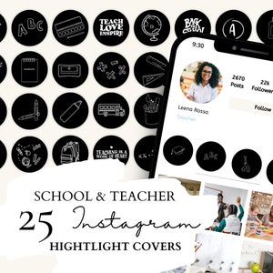 School Instagram Highlight Covers | 25 School & Teacher White ...
