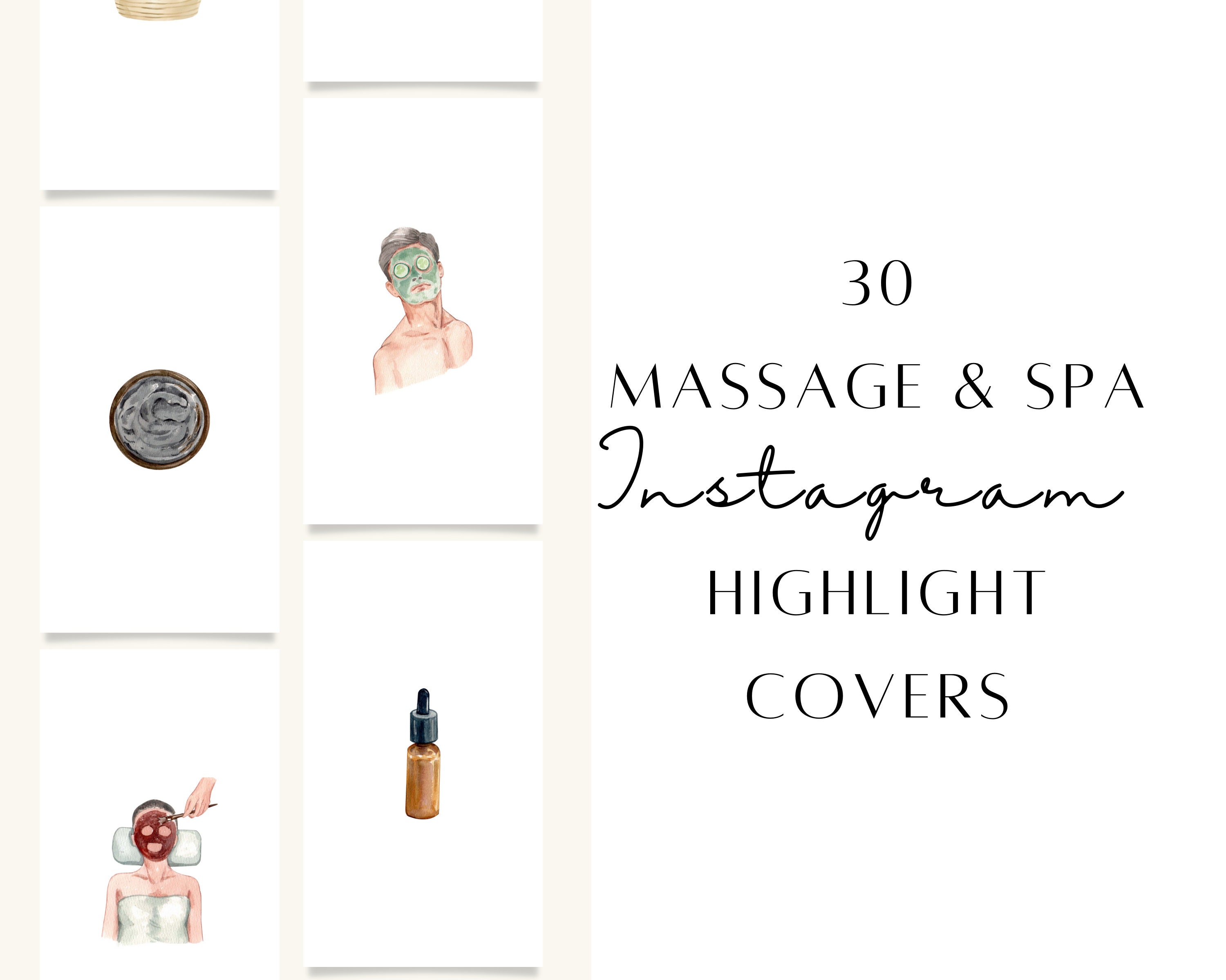 Massage, SPA Instagram Highlight Cover | Watercolor Massage, SPA Icons ...