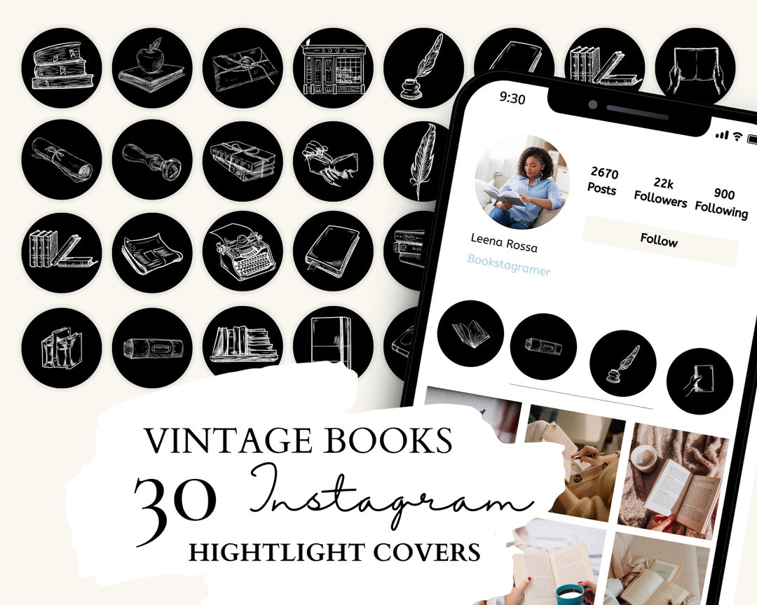 Vintage Books Instagram Highlight Covers | Books Icons | 30 Vintage ...