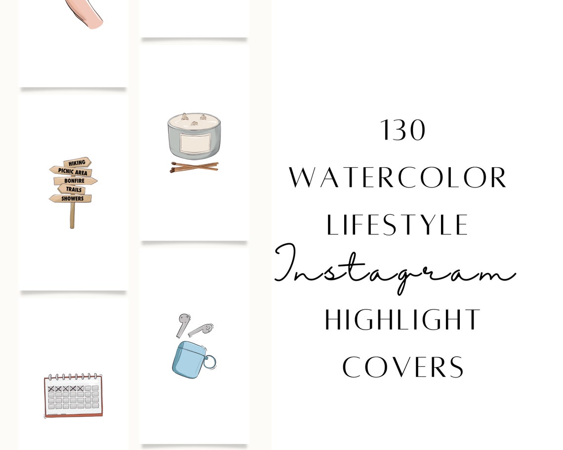 Lifestyle Instagram Highlight Covers Watercolor Lifestyle Icons 130 ...