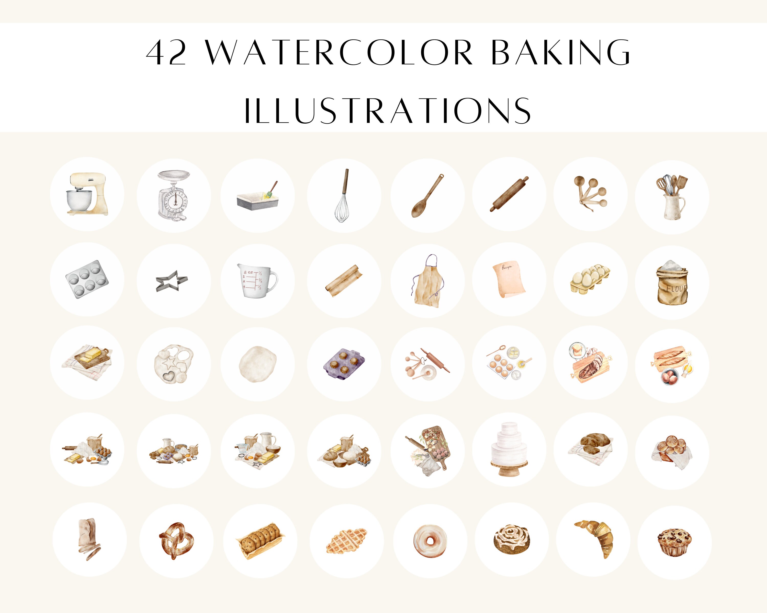 Baking Instagram Highlight Covers I Bakery Icons | 42 Baking Watercolor ...