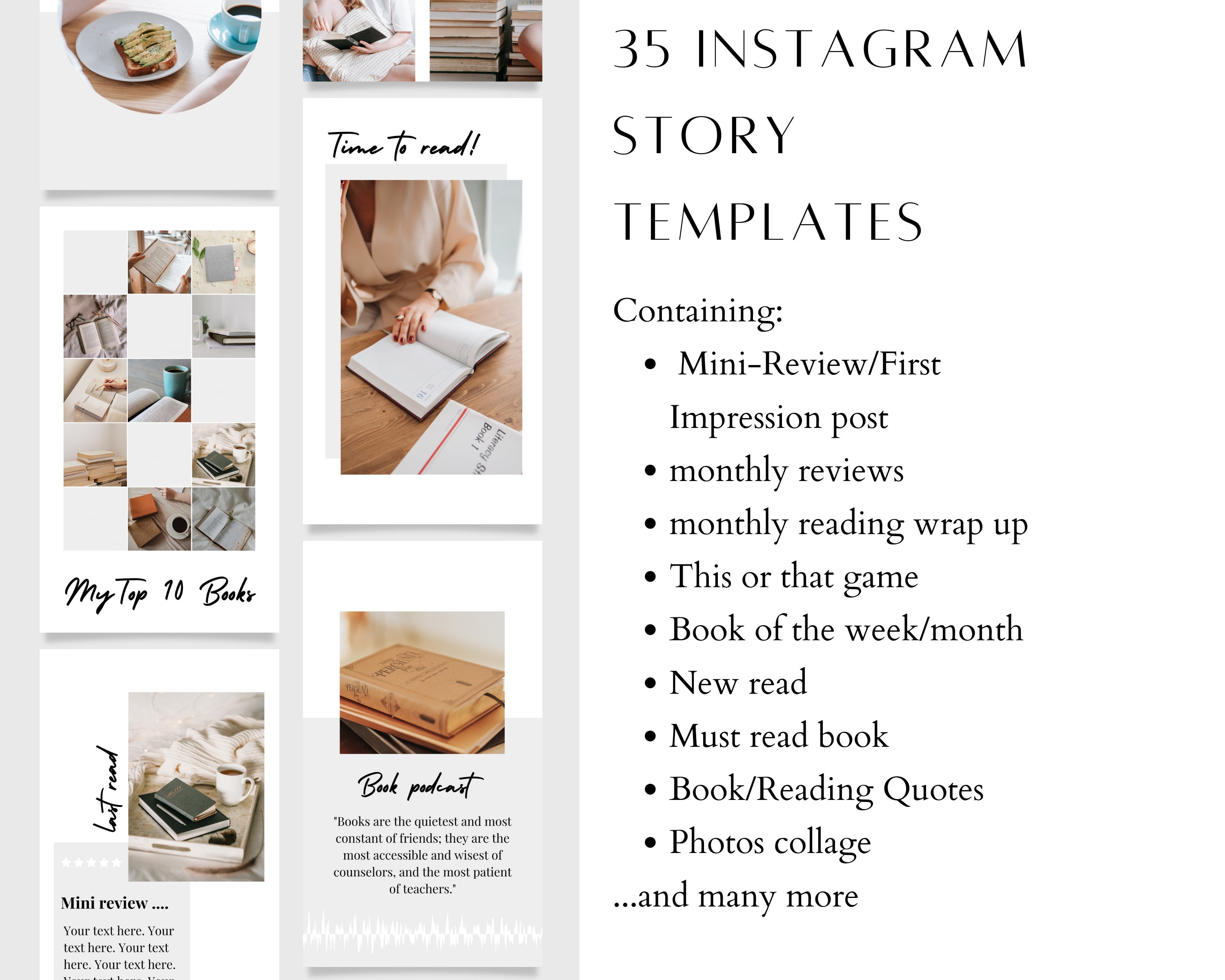 Books Instagram Story Templates, Canva Templates 35 Bookstagram ...