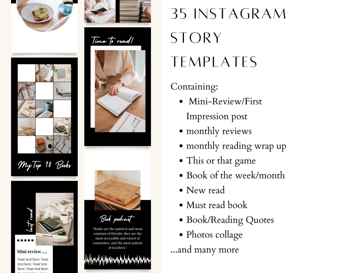 Books Instagram Story Templates, Canva Templates | 35 Bookstagram ...