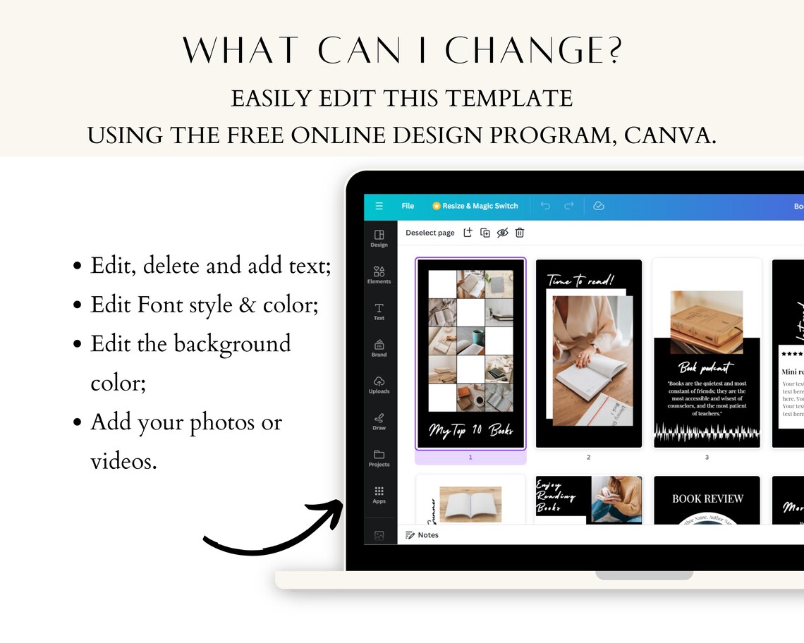 Books Instagram Templates, Canva Templates 70 Bookstagram Minimalist ...