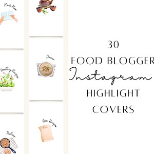Food Blogger Instagram Highlight Covers | Watercolor Food Icons | 30 ...