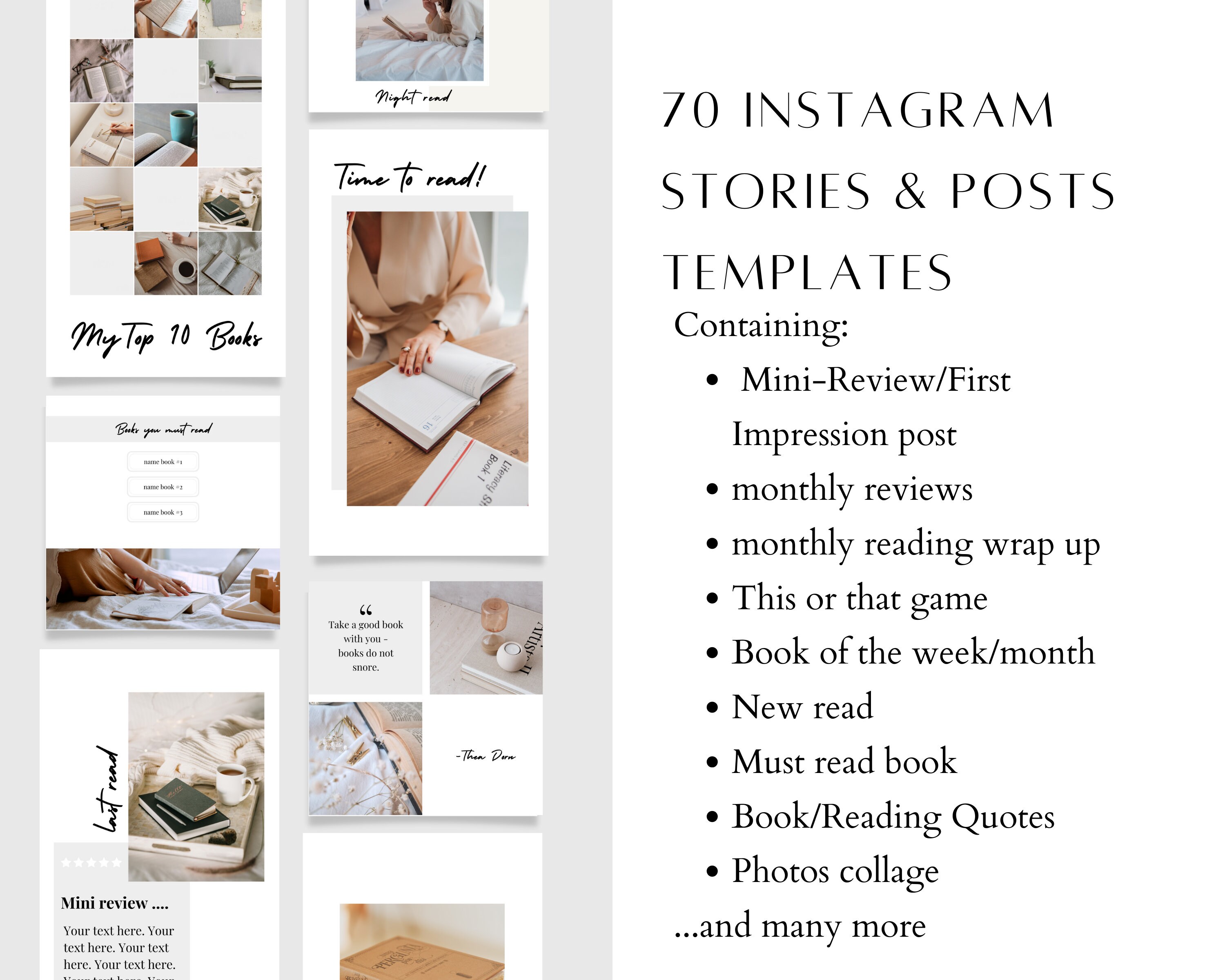 Books Instagram Templates, Canva Templates | +70 Bookstagram Minimalist ...