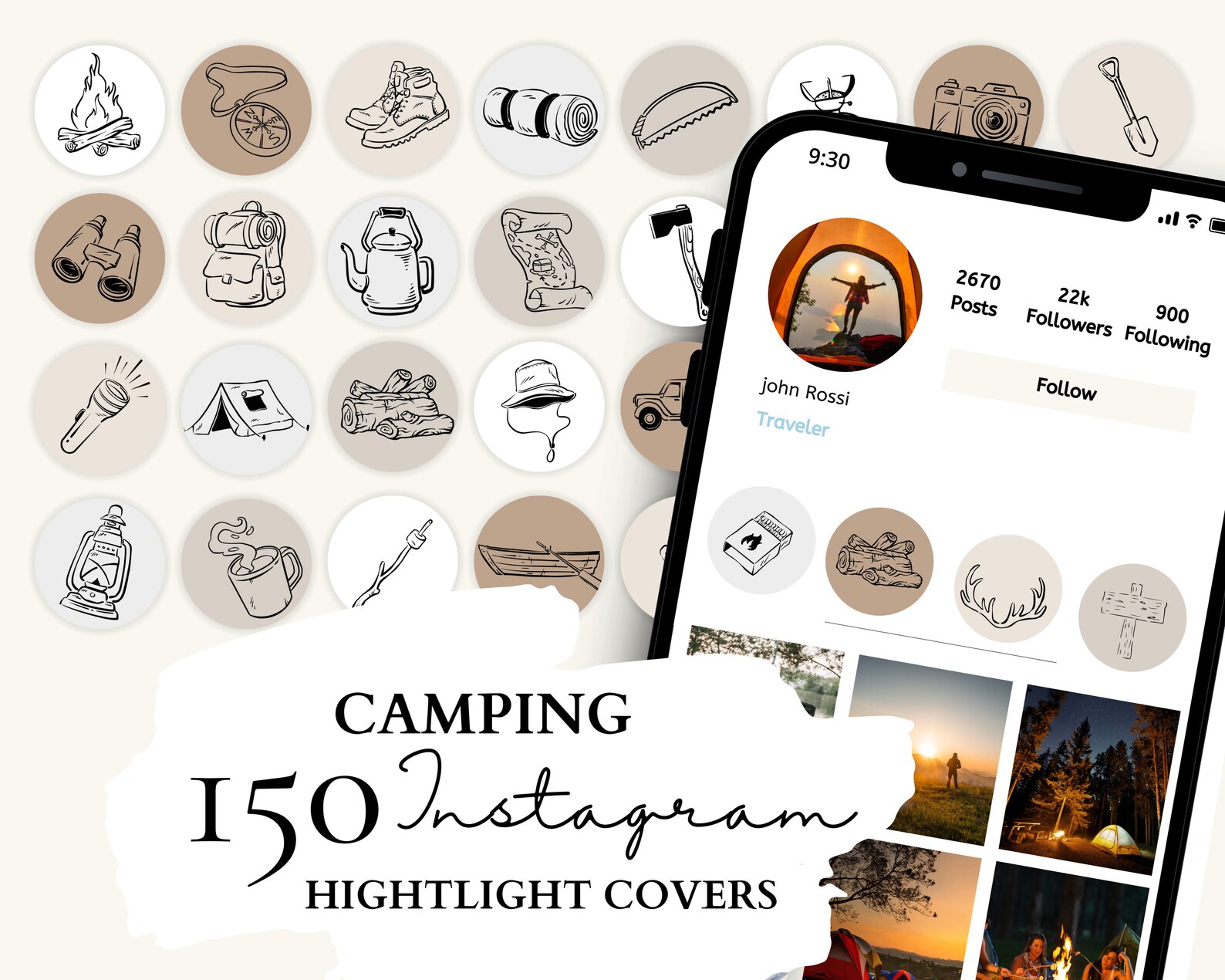 Camping Instagram Highlight Covers I Outdoor Adventure Icons | 30 ...