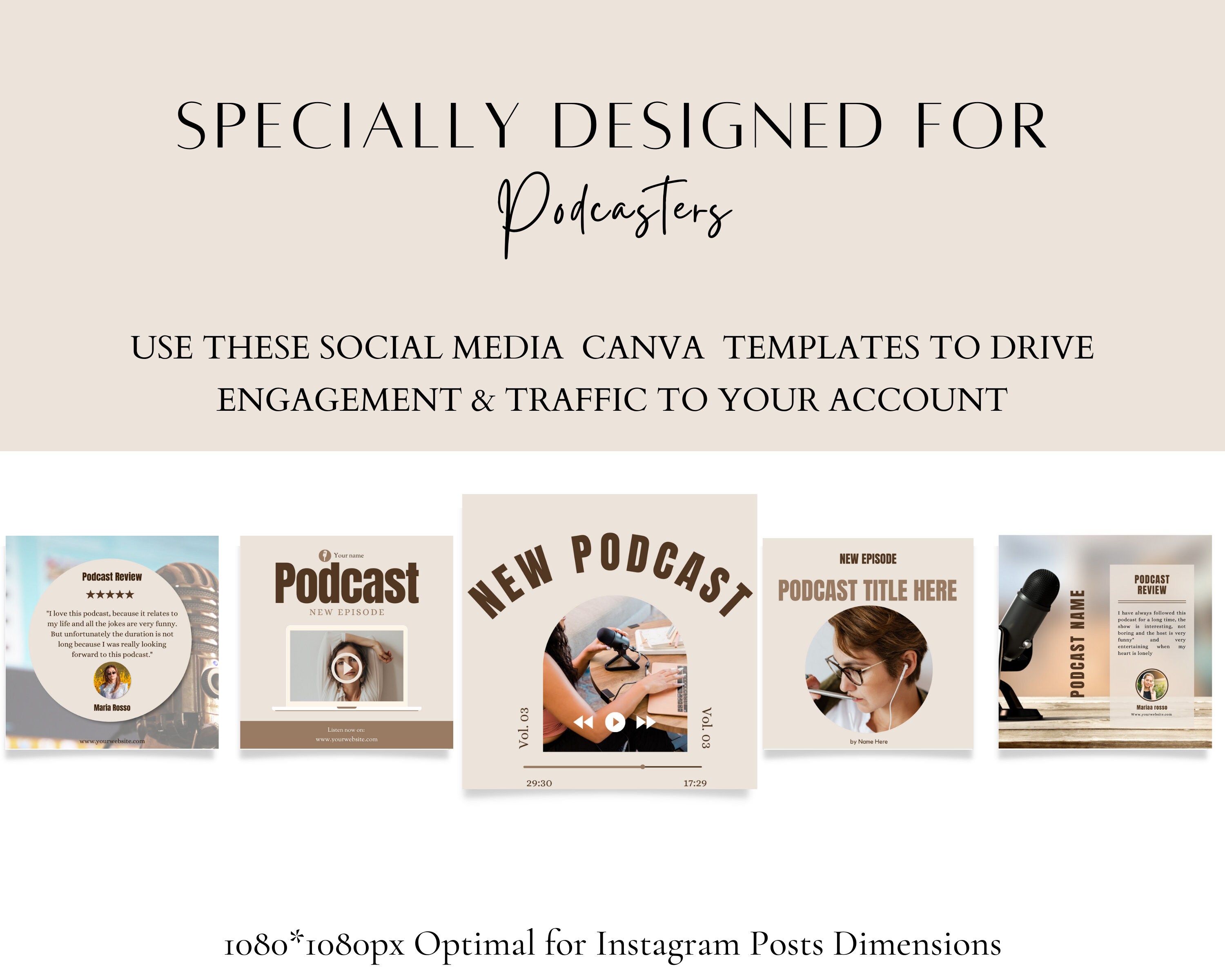 Podcast Instagram Posts Templates, Canva Templates 70 Podcast Templates ...