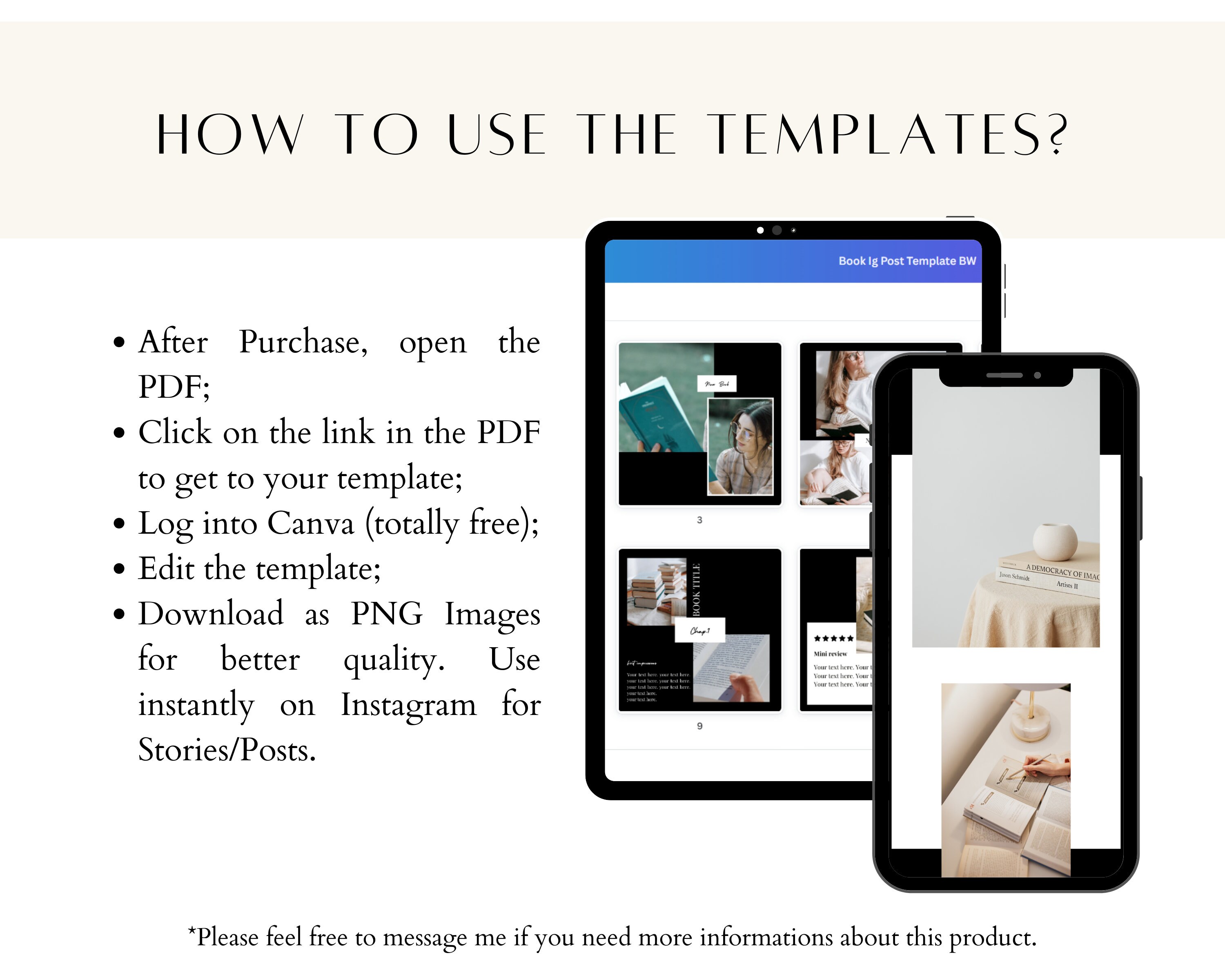 Books Instagram Templates, Canva Templates 70 Bookstagram Minimalist ...