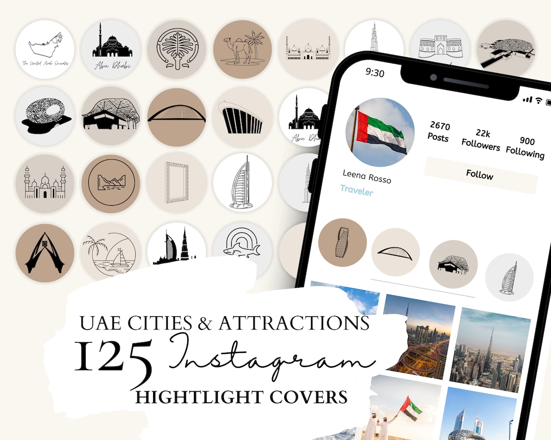 Instagram UAE Highlight Covers | 25 UAE Cities, Monuments and ...