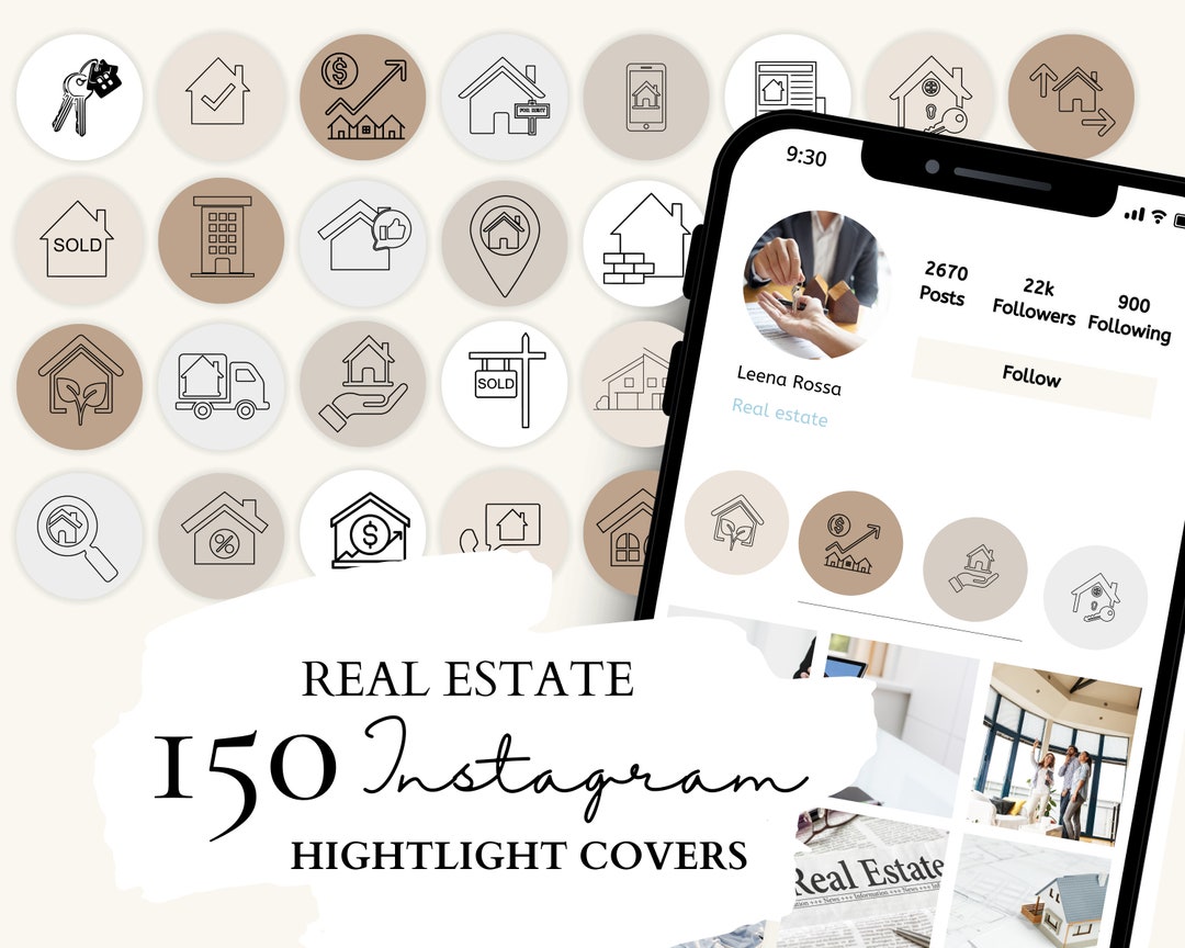 Real Estate Instagram Highlight Covers I 30 Real Estate Illustrations ...