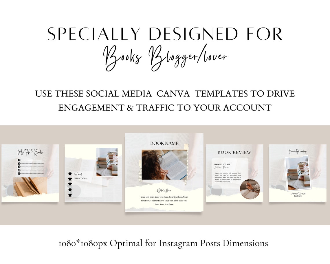 Books Instagram Posts Templates, Canva Templates 25 Bookstagram ...