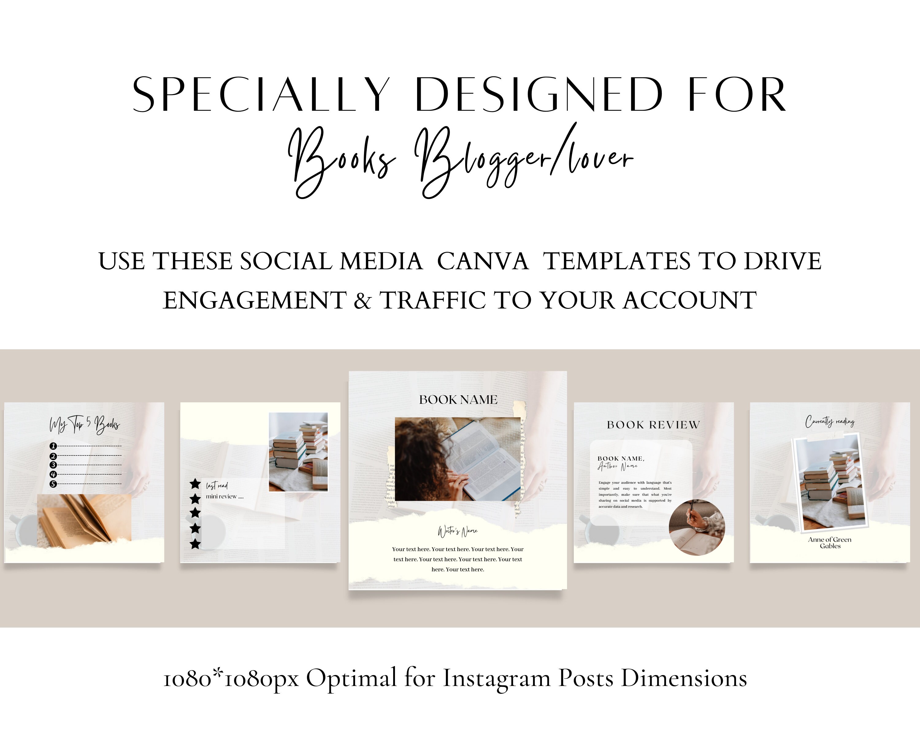 Books Instagram Posts Templates, Canva Templates 25 Bookstagram ...