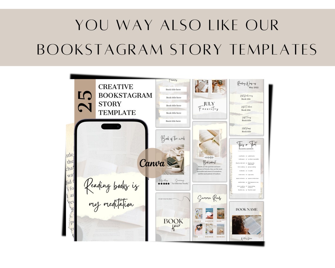 Books Instagram Posts Templates, Canva Templates 25 Bookstagram ...