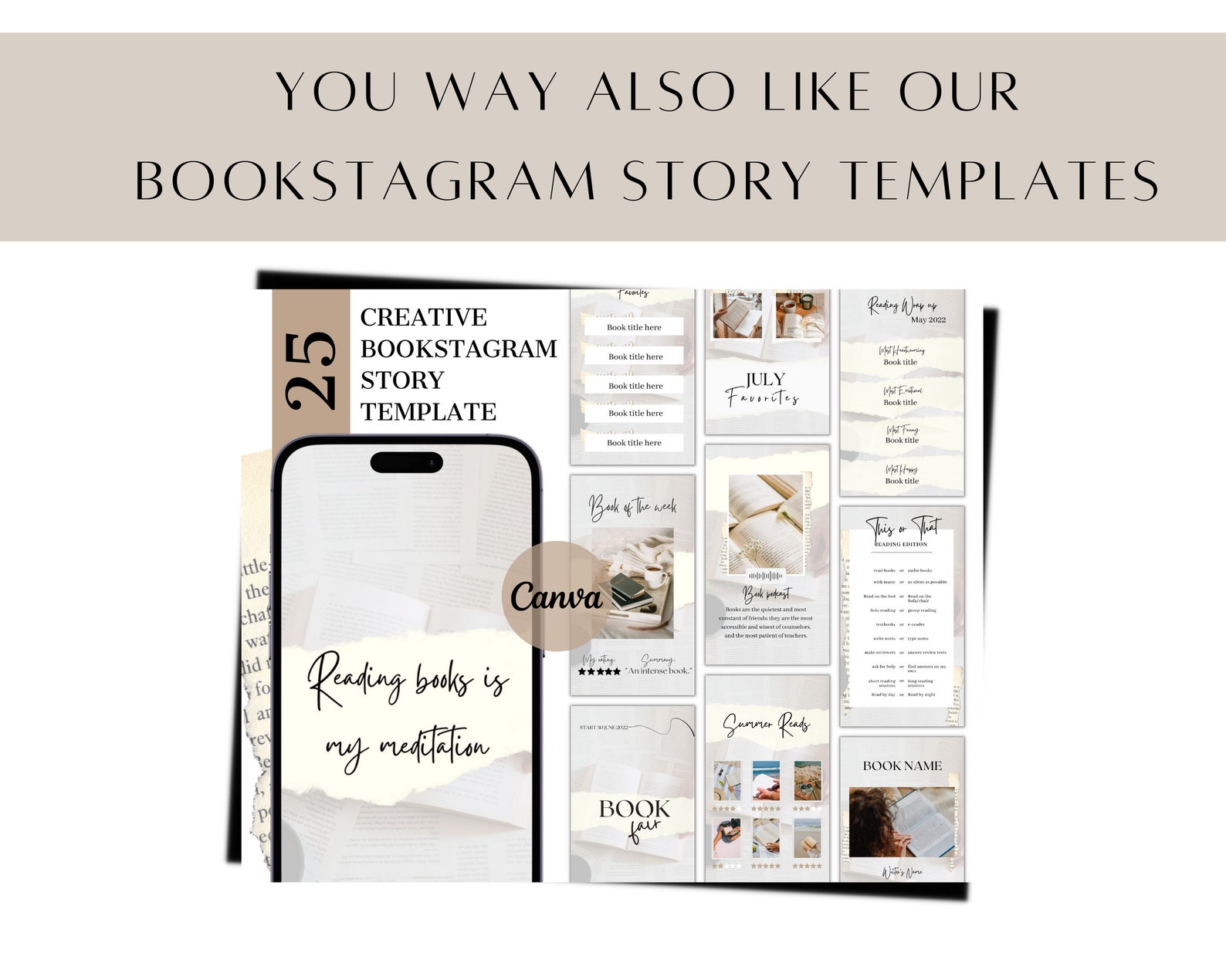 Books Instagram Posts Templates, Canva Templates | 25 Bookstagram ...