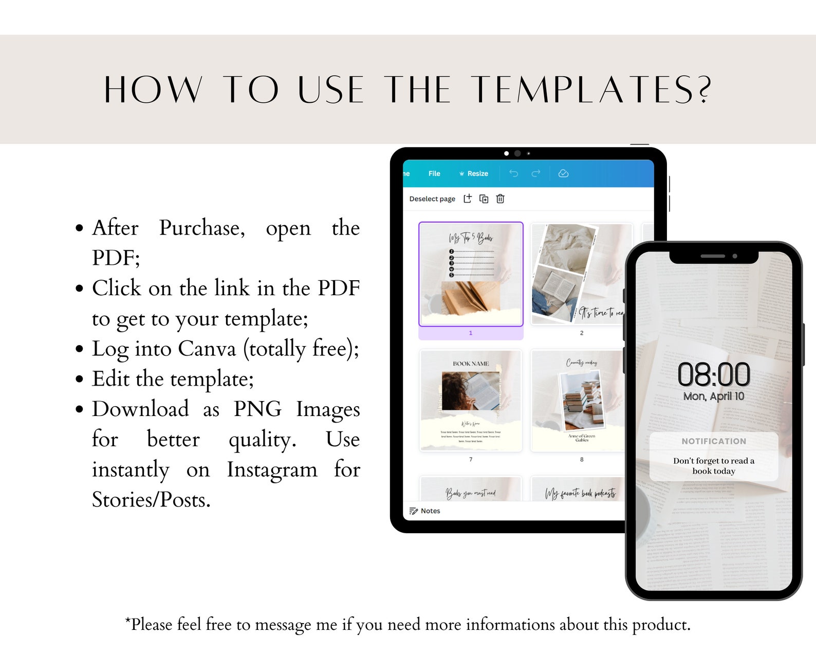 Books Instagram Templates, Canva Templates 50 Bookstagram Creative ...