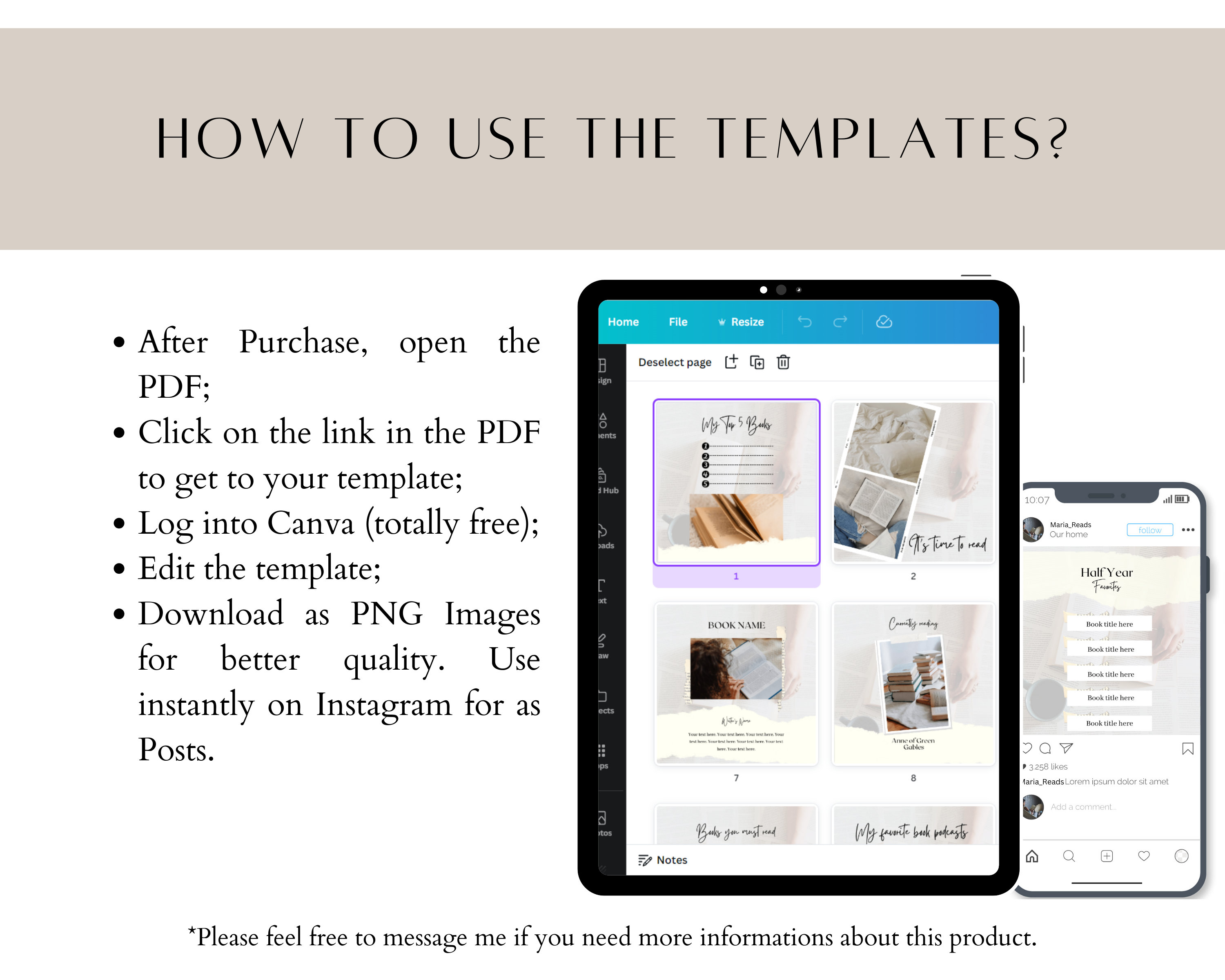 Books Instagram Posts Templates, Canva Templates | 25 Bookstagram ...