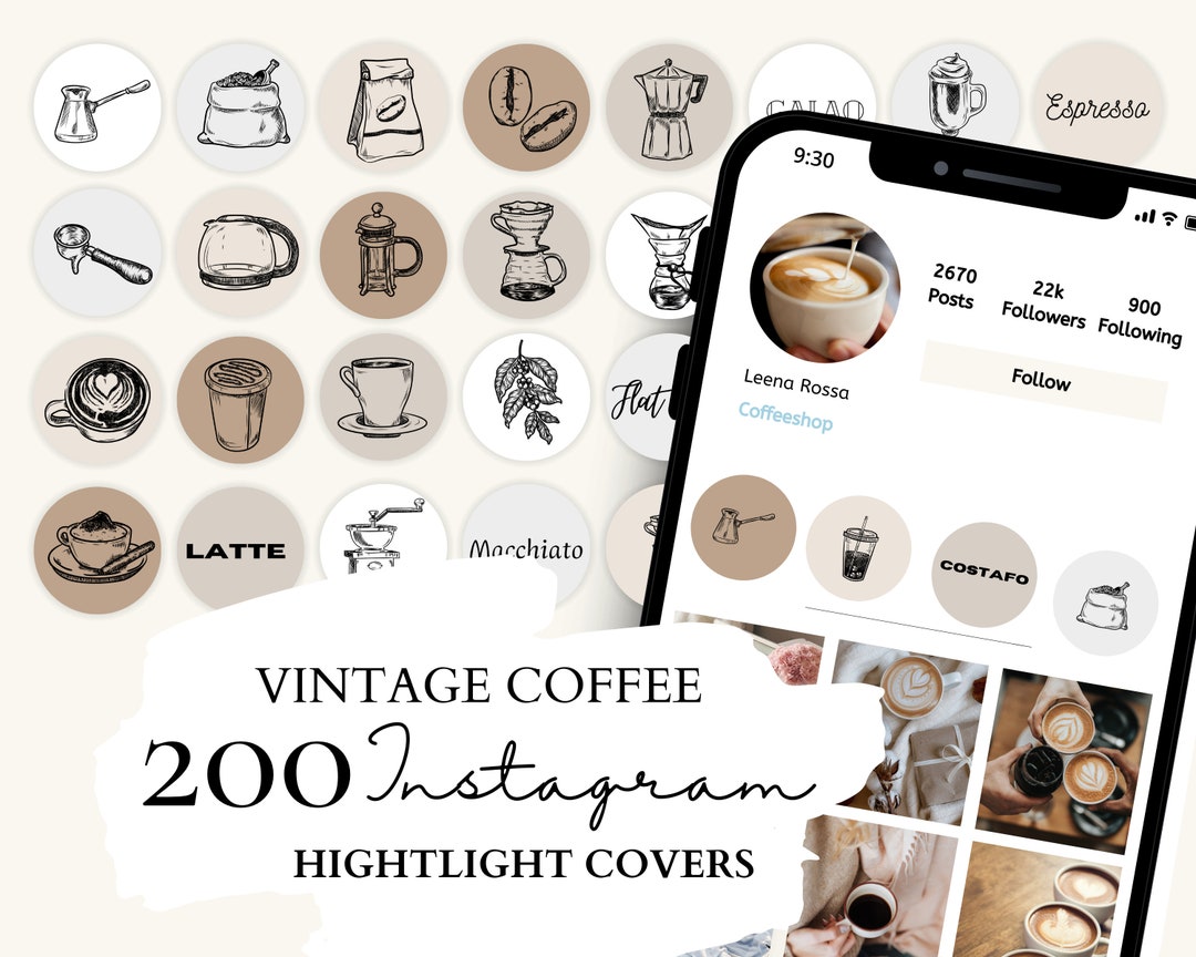 Coffee Instagram Highlight Covers, Vintage Coffee Icons | 40 Vintage ...