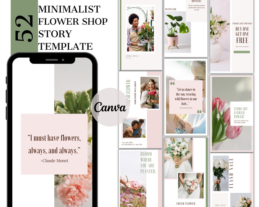 Flower Shop Instagram Story Templates, Canva Templates | 53 Flower Shop ...